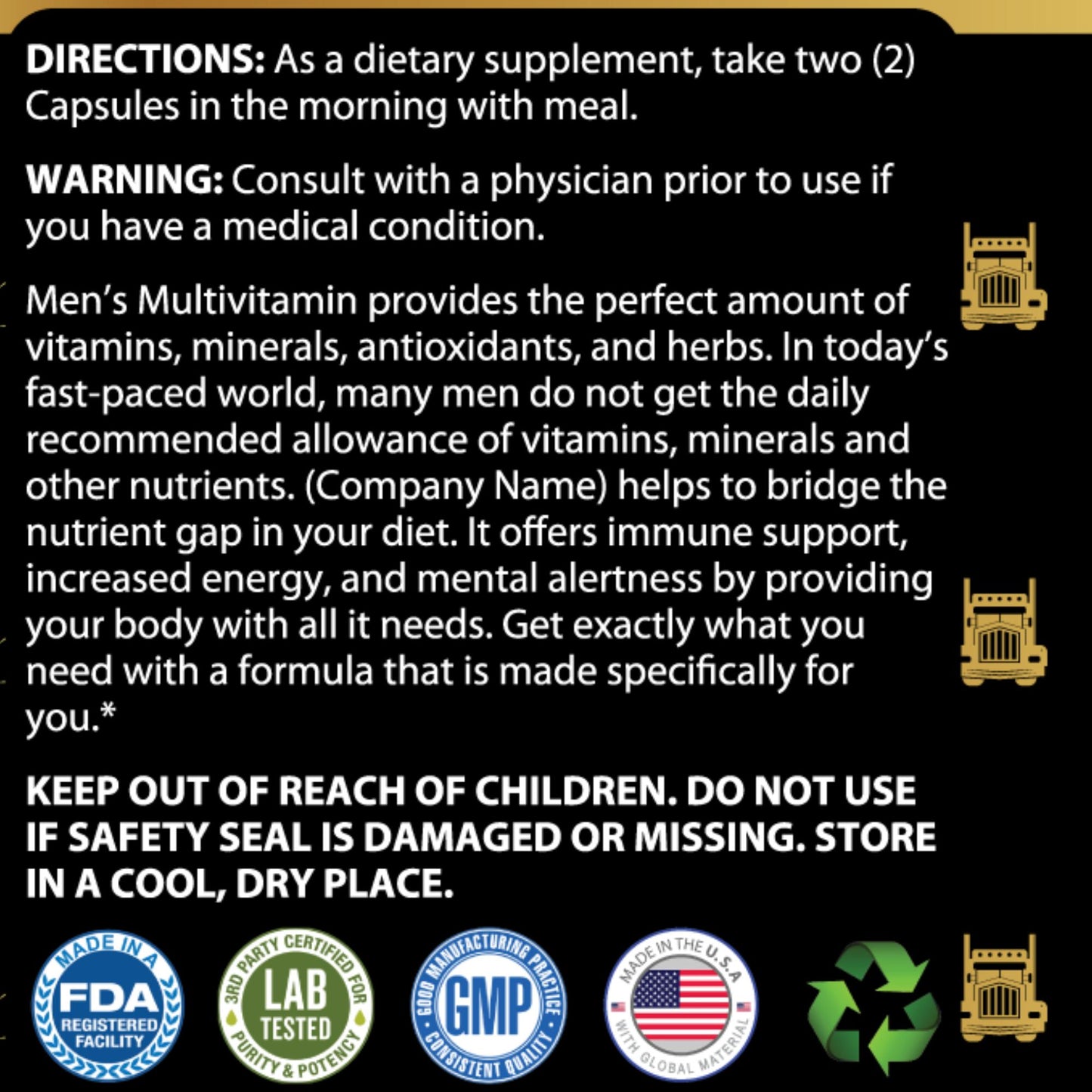 Men's Multivitamin - Daily Capsules – LANE HOG NUTRITION